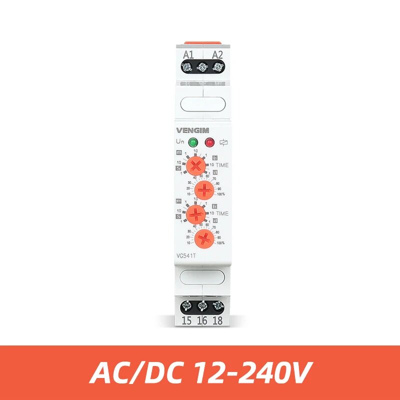 Циклическое реле времени VENGIM VG541T 220В/12В/24В AC DC 12V-240V