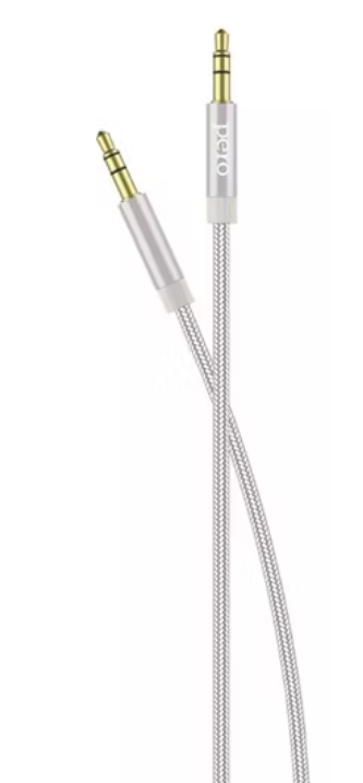 Аудио-кабель PERO MC-01 2x3.5 JACK, 1м, Silver PRMC-011MS