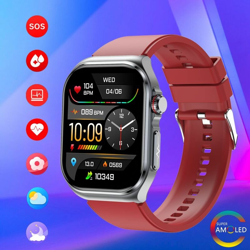 Умные часы для мужчин и женщин, с кислородом крови, ECG, Bluetooth-звонком, Несколько режимов упражнений, 530mAh