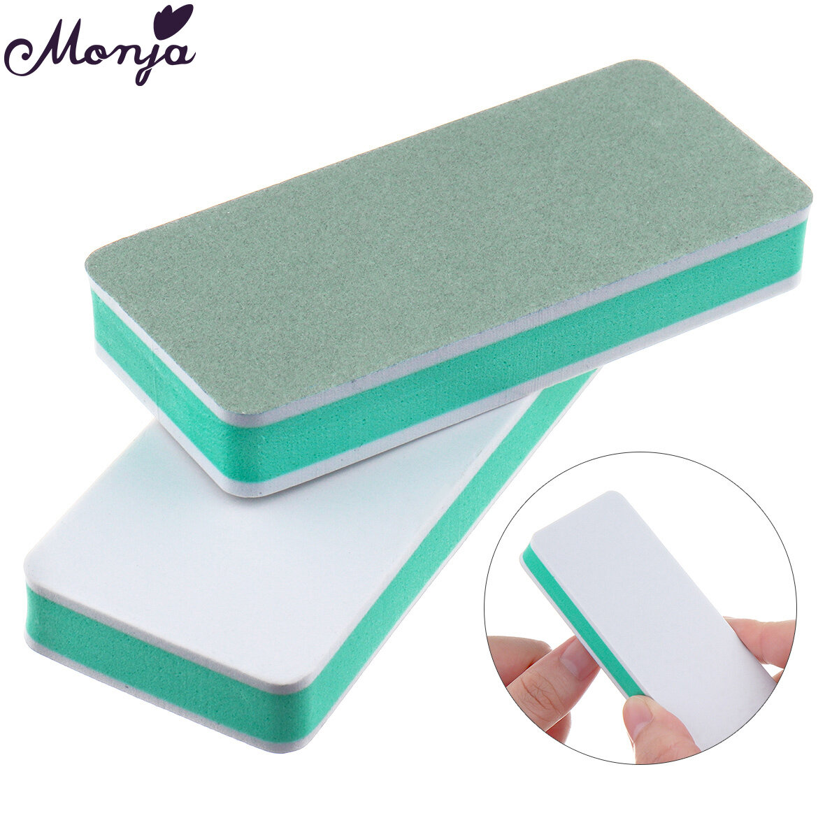 Monja Белый Зеленый Блок для полировки ногтей Двусторонняя шлифовальная полировальная губка для ногтей Пилочки Маникюрный инструмент