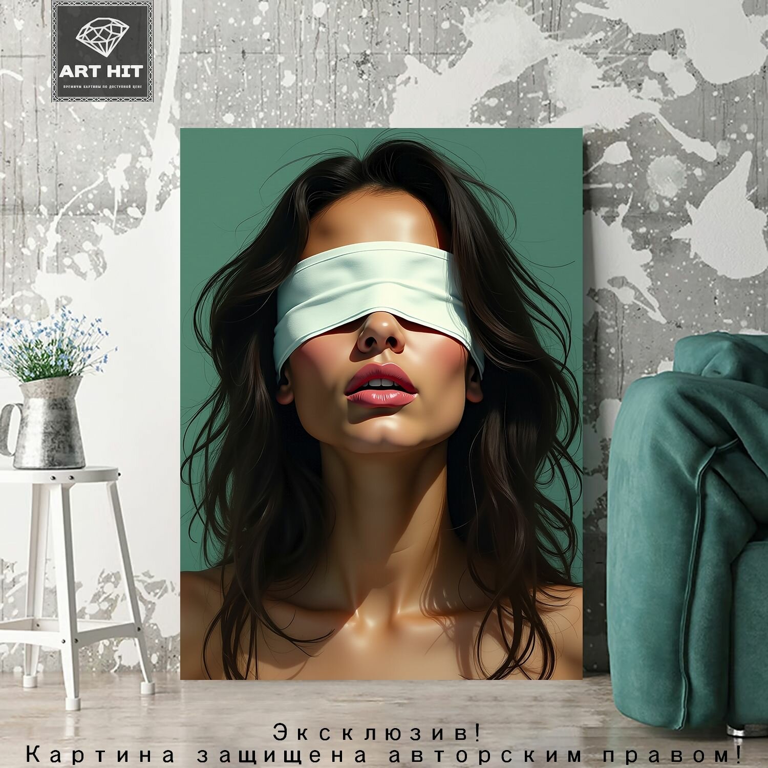 Картина девушка в повязке, интерьерная картина 30х40 см.