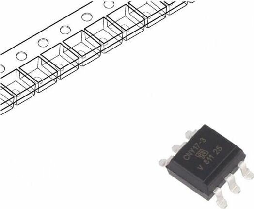 Оптрон Vishay CNY17-3X009T SMD, Каналы 1 Вых транзисторный, Uизол 5кВ, Uce 70В, 1 шт