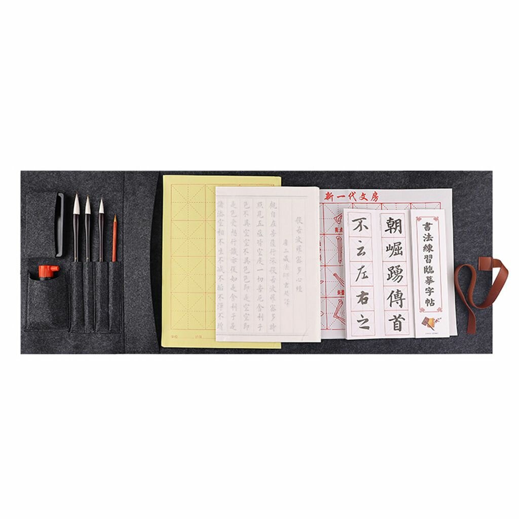 Полный набор кистей для китайской каллиграфии с чернилами, рисовая бумага, чернила, тетради, обычные сценарии, 4 кисти для начинающих