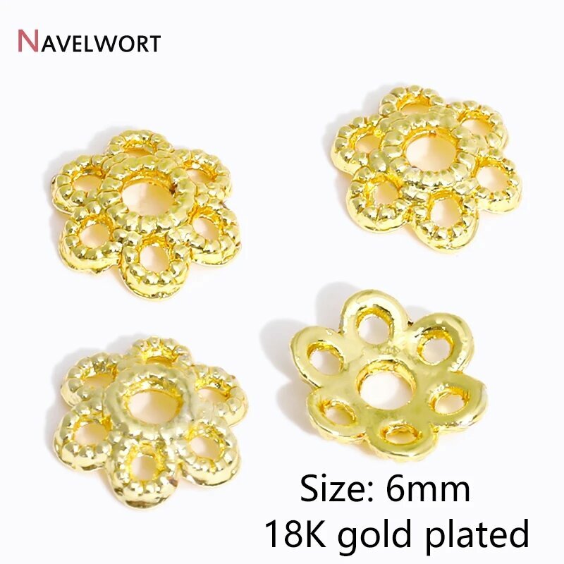 18K gold plated золотые шапочки для бусин 6 мм NAVELWORT