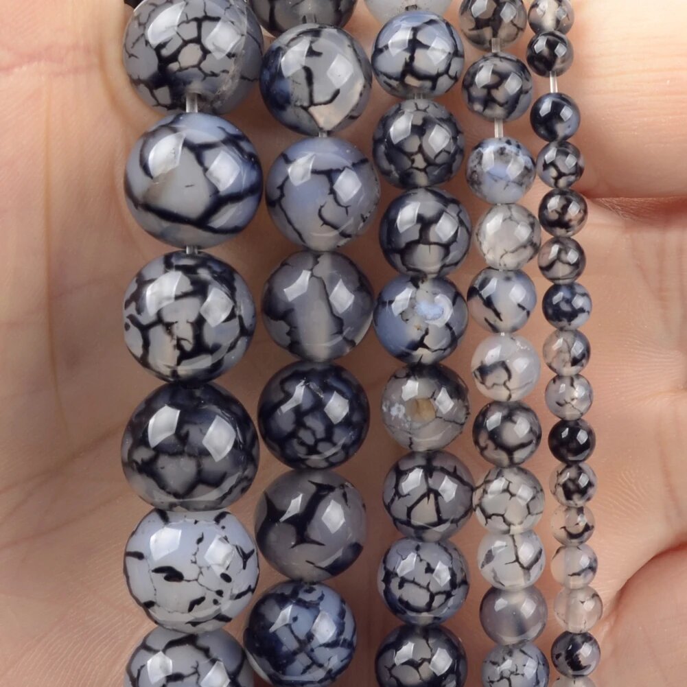 Бусины из агата черные 4/6/8/10/12 мм IYKWIM 8mm 45 to 46pcs