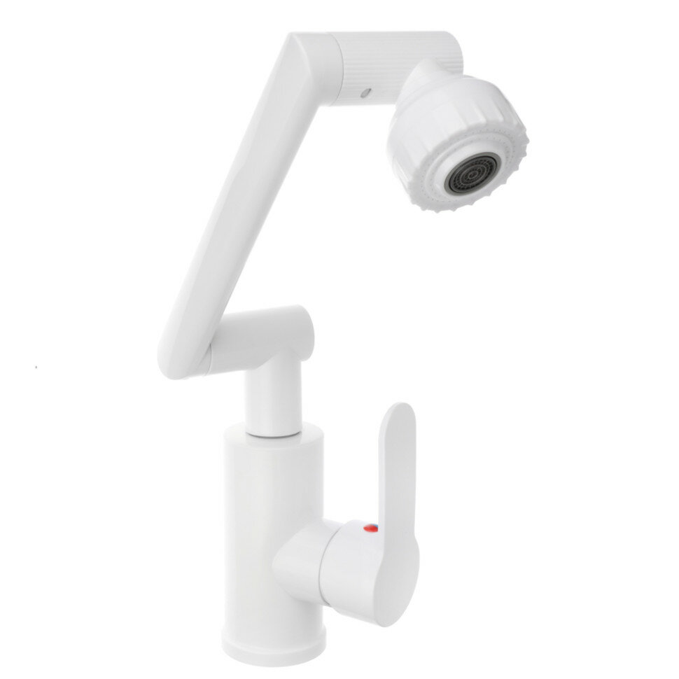 СоюзКран 567-151, Смеситель для кухни и раковины, излив с вращением 360 градусов аэратор, 2 режима, ABS-пластик, белый