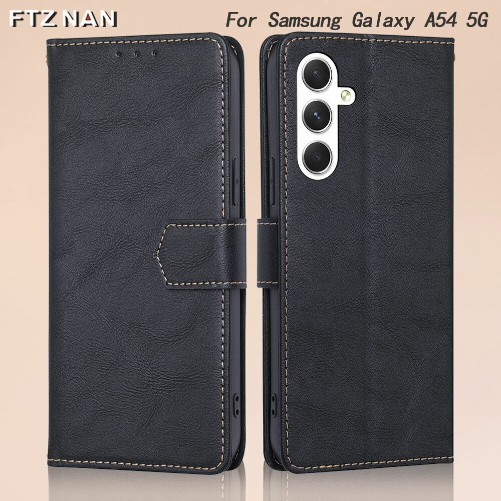 Защитный чехол-книжка MyPads для Samsung Galaxy A54, черный