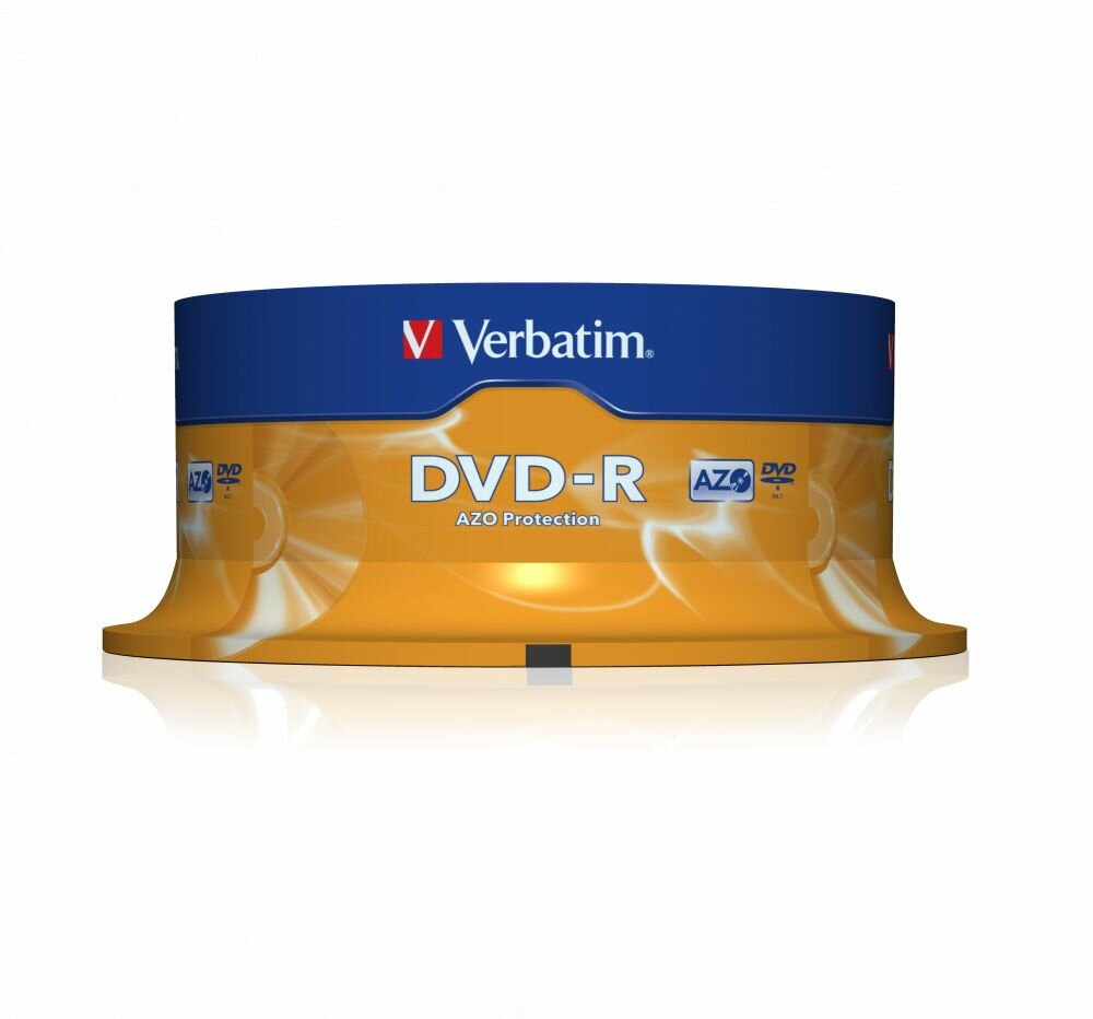 Оптические диски Verbatim DVD-R 4.7 ГБ 16X AZO серебристый матовый 25 шт. на шпинделе