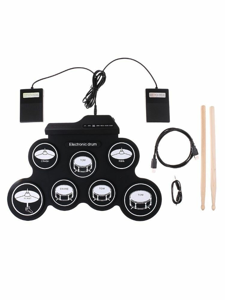 Гибкая ударная установка барабаны электронные с педалями и динамиками