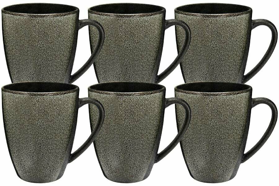 Набор 6 кружек, 400 мл, фарфор P, черно-серая, в крапинку, Umi (Maxwell&Williams)