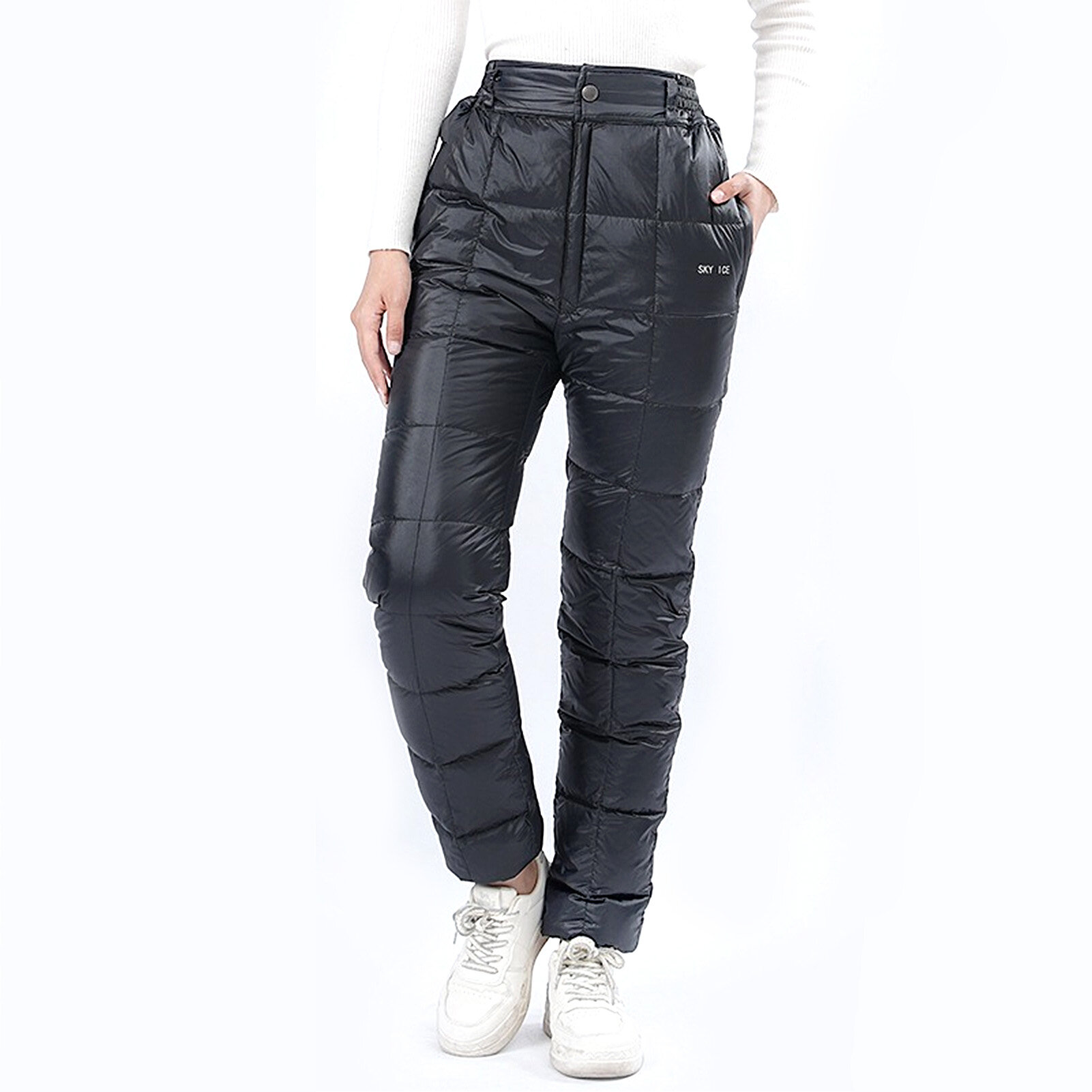 Штаны пуховые гусиные для мужчин / женщин, тепловые пуховые штаны для откры-air, водонепроницаемые походные штаны, легкие, 90% белый пух гуся, с сумкой для хранения