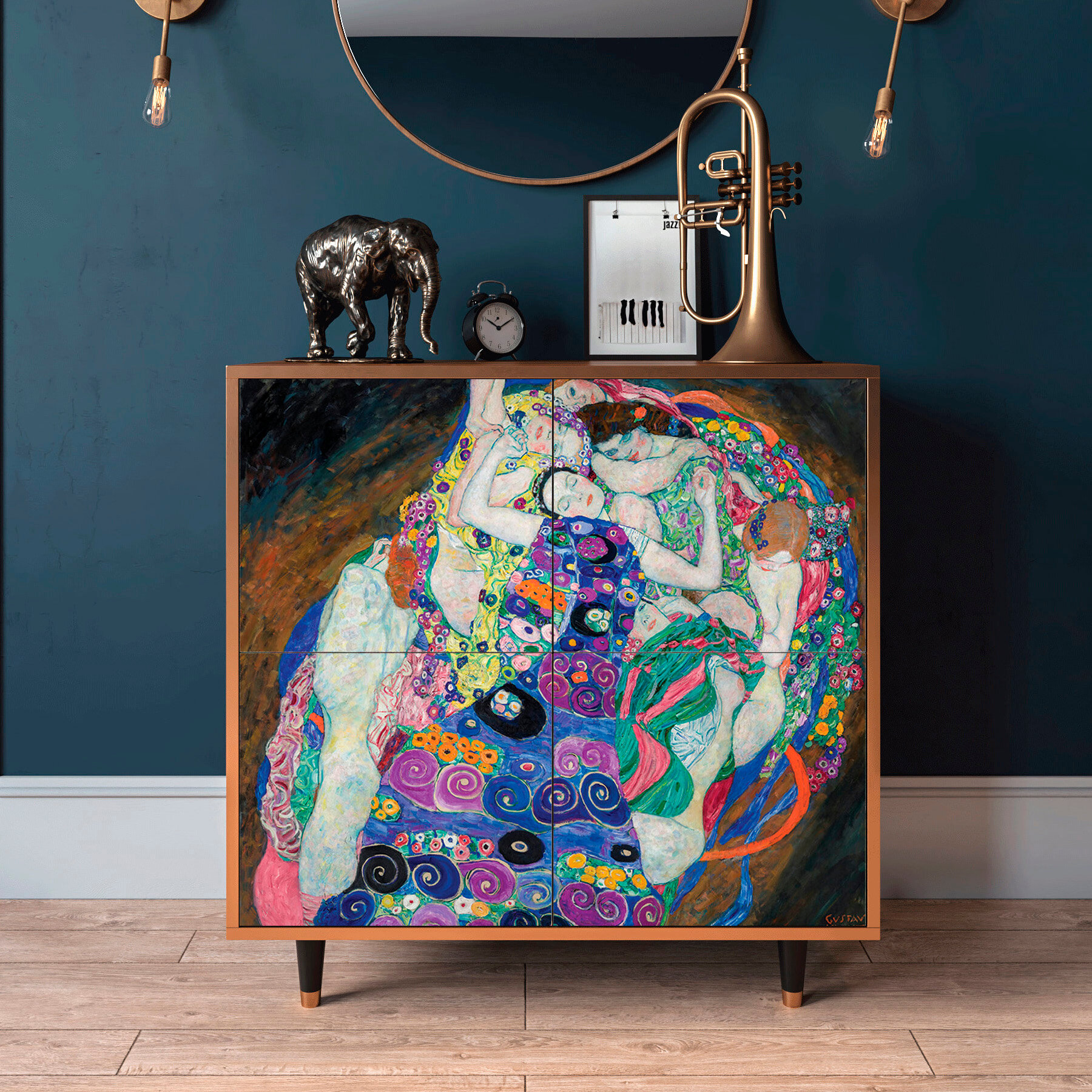 Комод - STORYZ - BS3 The Maiden by Gustav Klimt, Размер - 94 x 96 x 48 см, Цвет корпуса - Орех