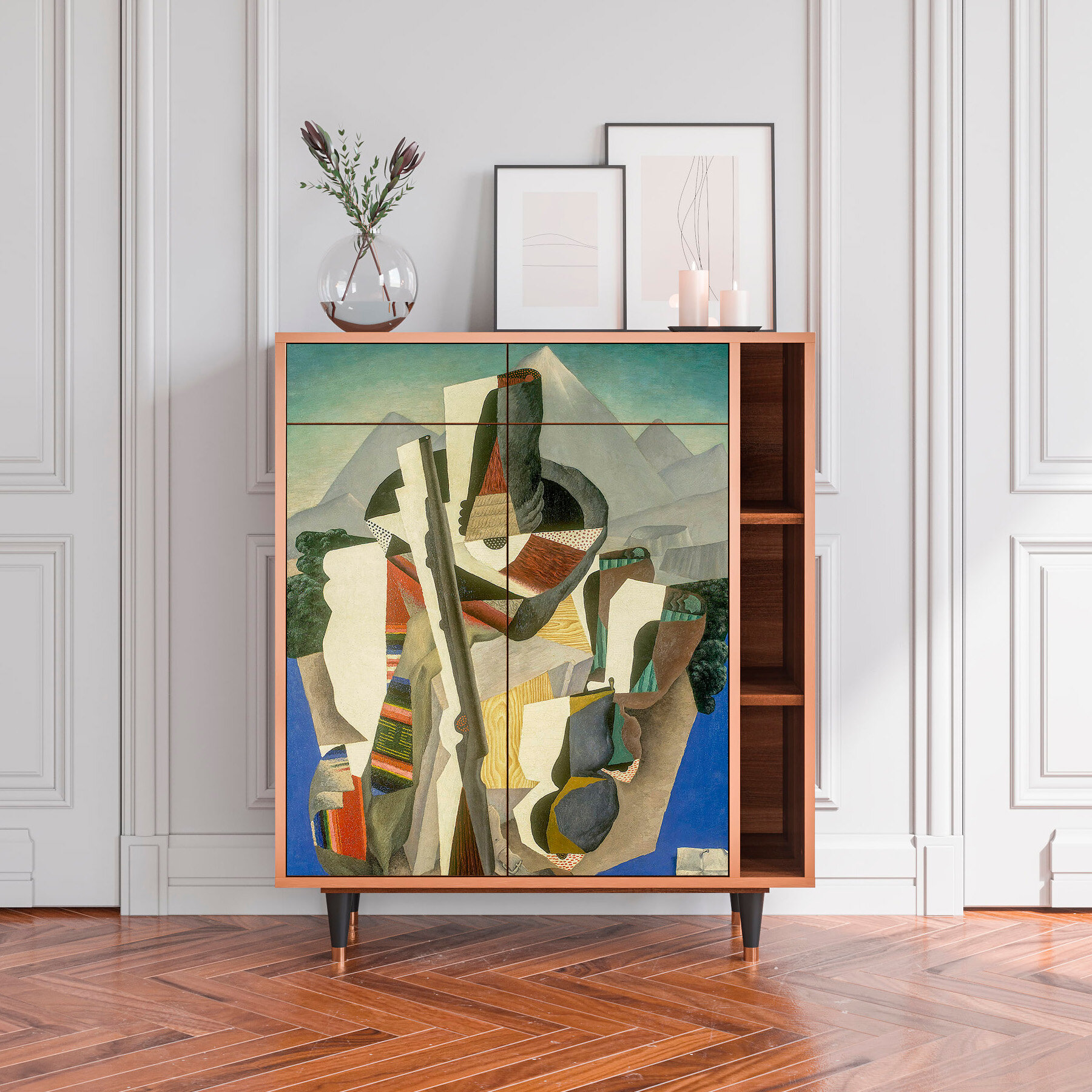 Комод - STORYZ - BS6 The Cubist Paintings by Diego Rivera, Размер - 94 x 110 x 41 см, Цвет корпуса - , Орех