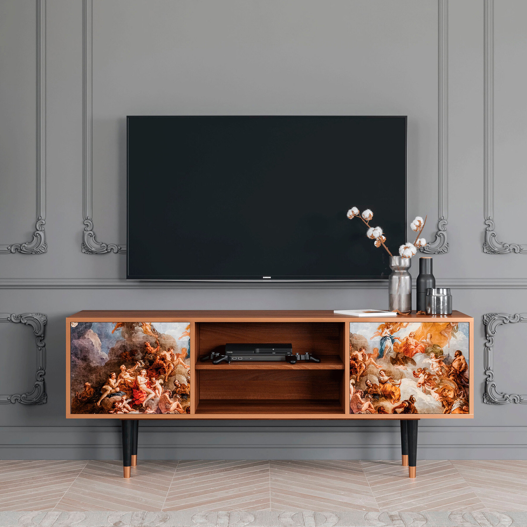 ТВ-Тумба - STORYZ - T2 Versailles by Michelangelo, Размер - 170 x 69 x 48 см, Цвет корпуса - , Орех