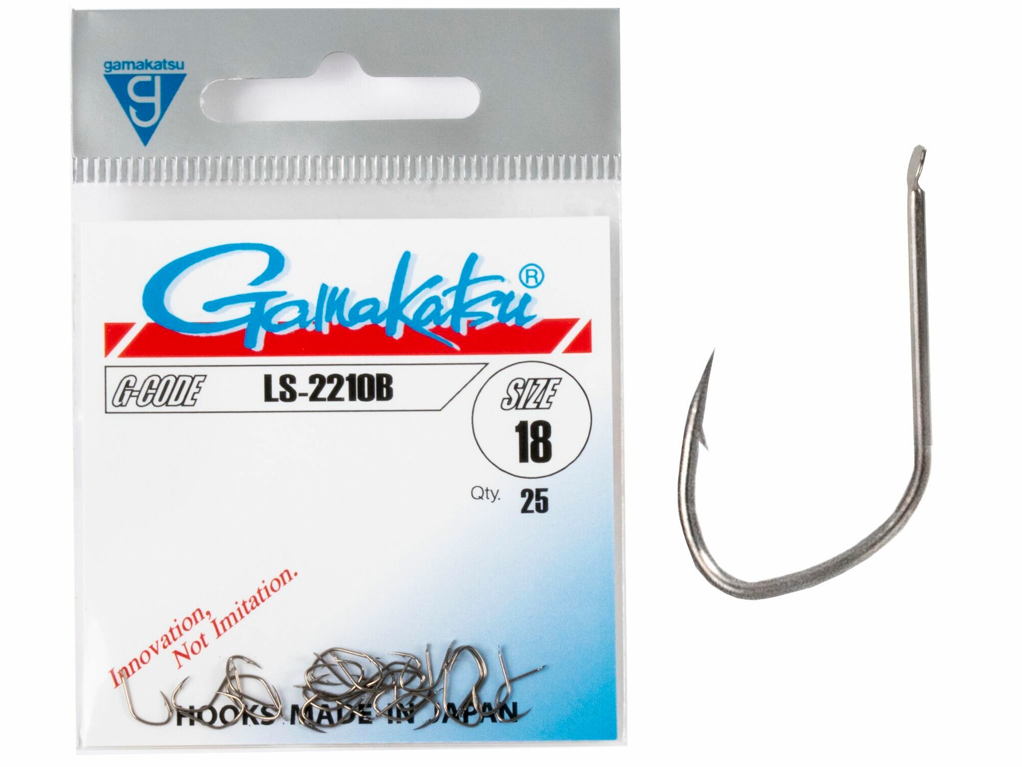 Крючки для рыбалки одноподдевные металлические набор на щуку и сома, Gamakatsu LS-2210B HOOKS BRONZE разм. 18 25шт. по 1 упак, снасти карповые летние Япония