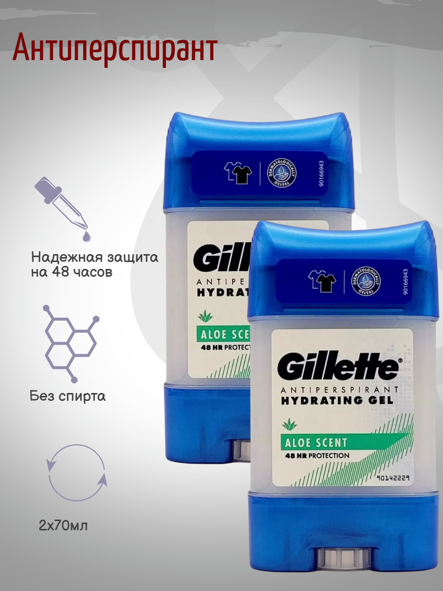 Gillette Hydra Gel Aloe Антиперспирант гель 70мл 2шт