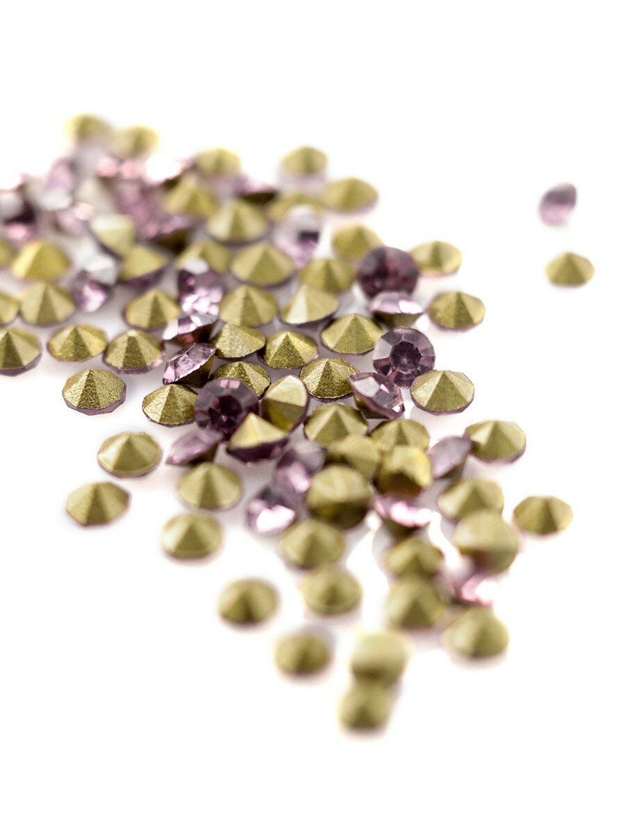 Стразы ювелирные конусовидные/конусные хрустальные (упаковка 100 шт.), размер 2.8 мм, горный хрусталь, цвет сиреневый