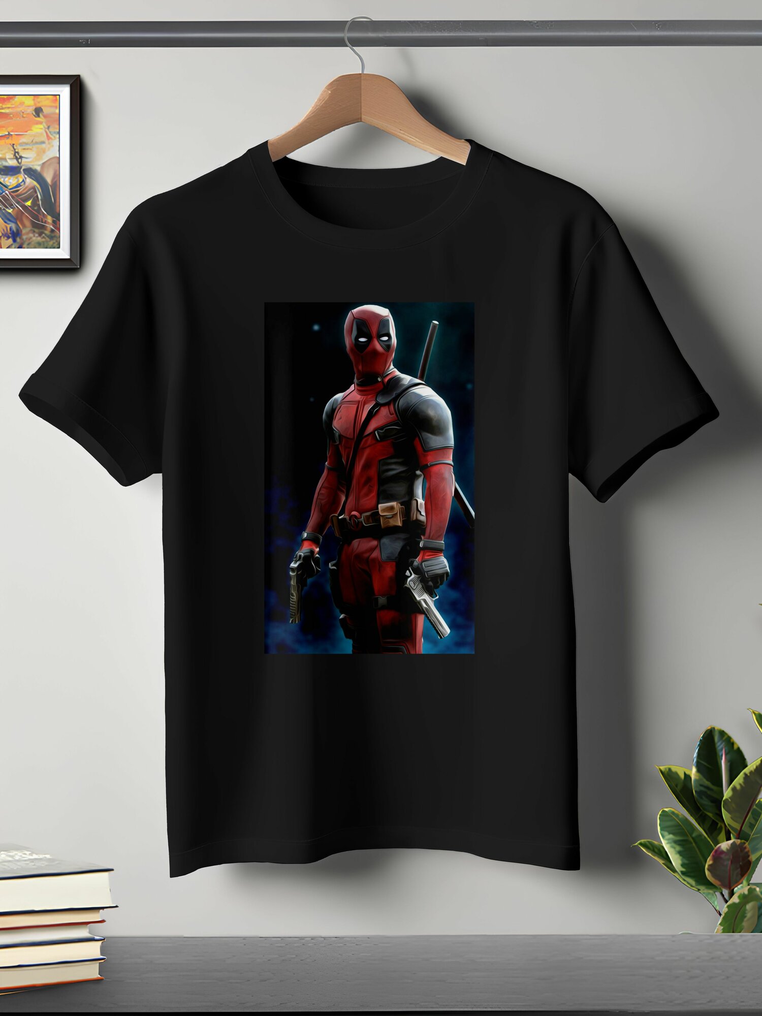 Футболка  Детская ONEQ 128 (8-9) размер с принтом Дэдпул, черная