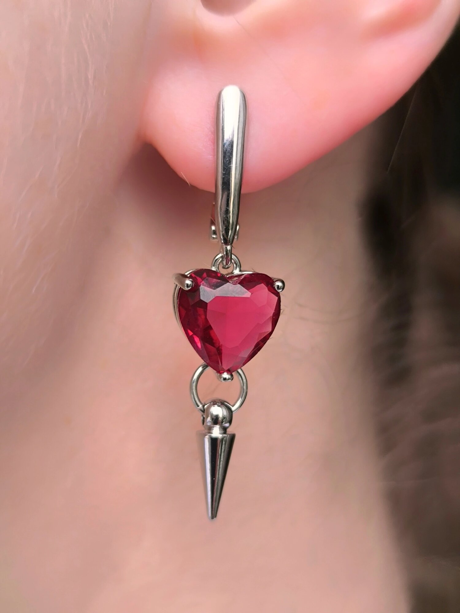 Серьги с подвесками, фианит