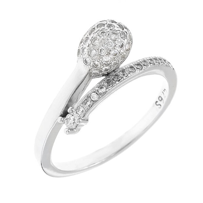 Кольцо тонкое, серебро, 925 проба, родирование, фианит