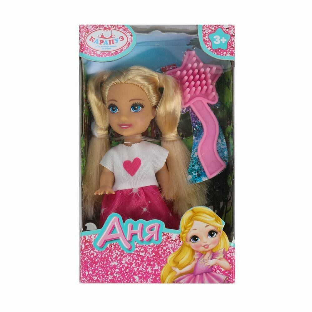 Кукла Анечка, с расческой, 12 см. Карапуз ANNA-C5-BB (120)