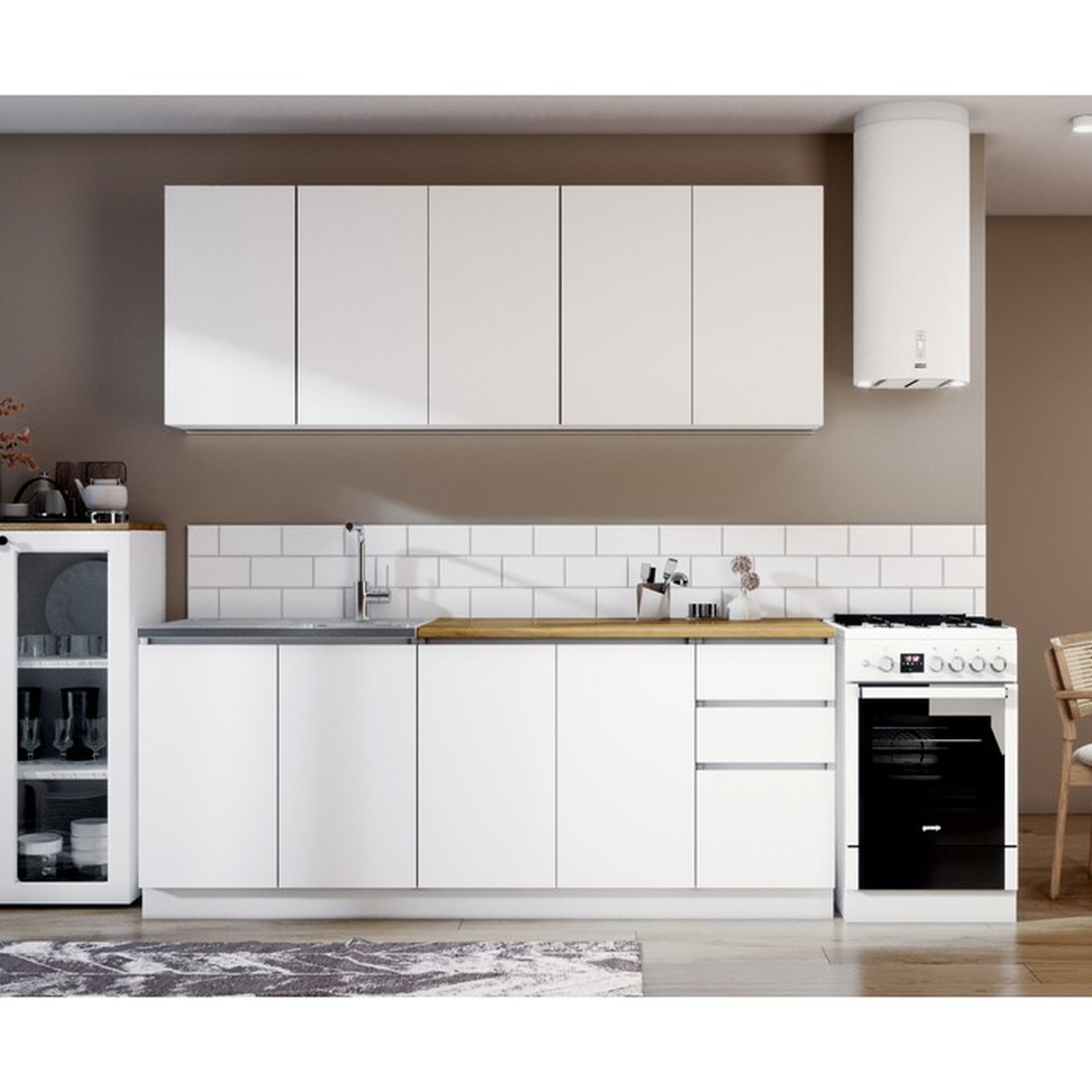 Кухонный гарнитур прямой «Зара», 2000×600 мм, ЛДСП, цвет белый