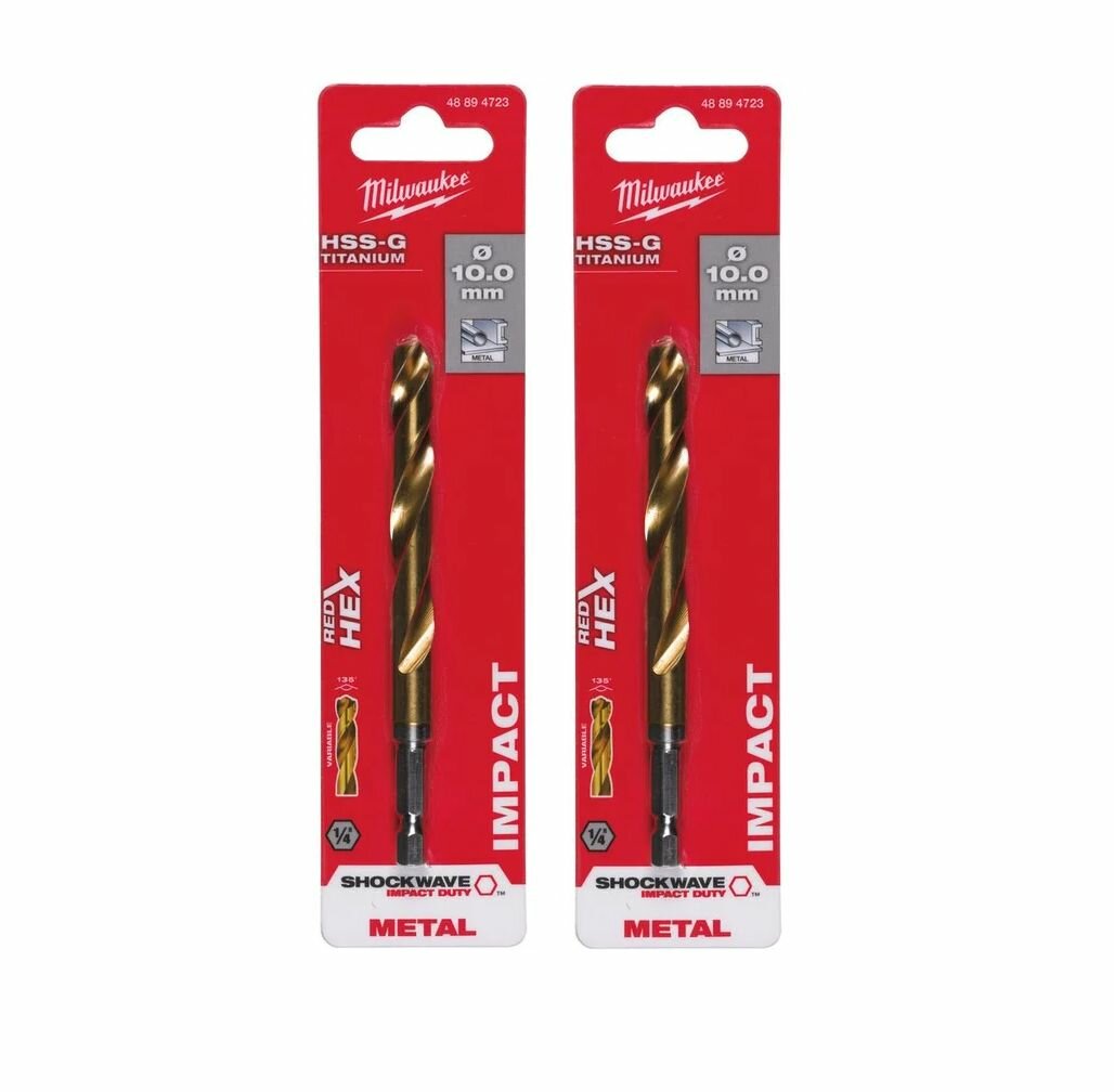 Сверло по металлу RedHEX HSS-G TiN (10х76х120 мм, 2 шт) Milwaukee