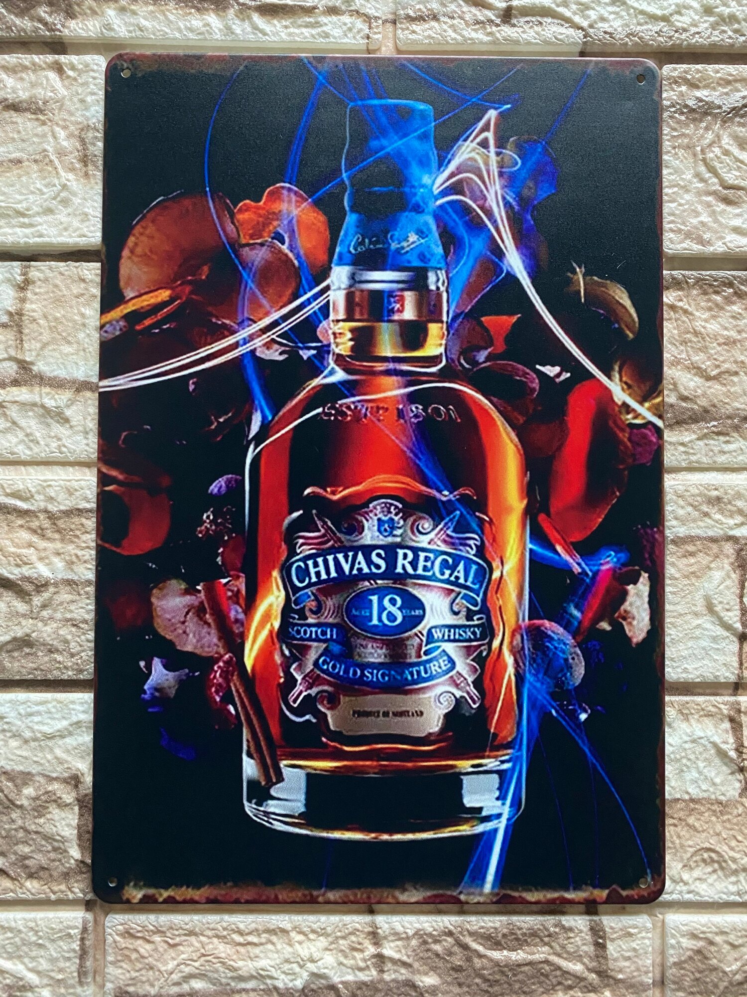 Винтажная металлическая табличка/Настенный декор, интерьер, для кухни, кофе, бара, кафе/ Chivas Regal