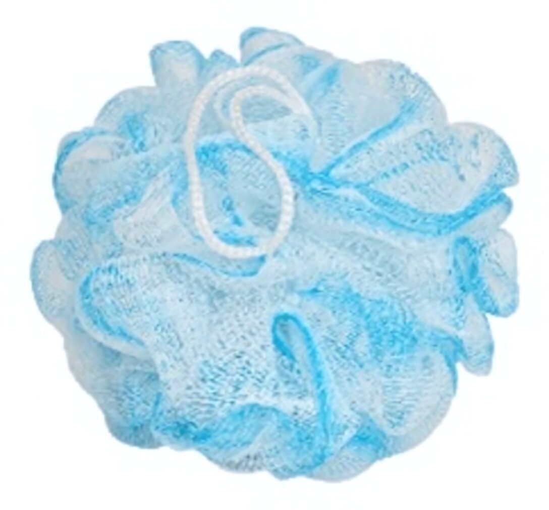 Мочалка шар полипропиленовая, бело-голубая, 50 гр, для мягкого пилинга