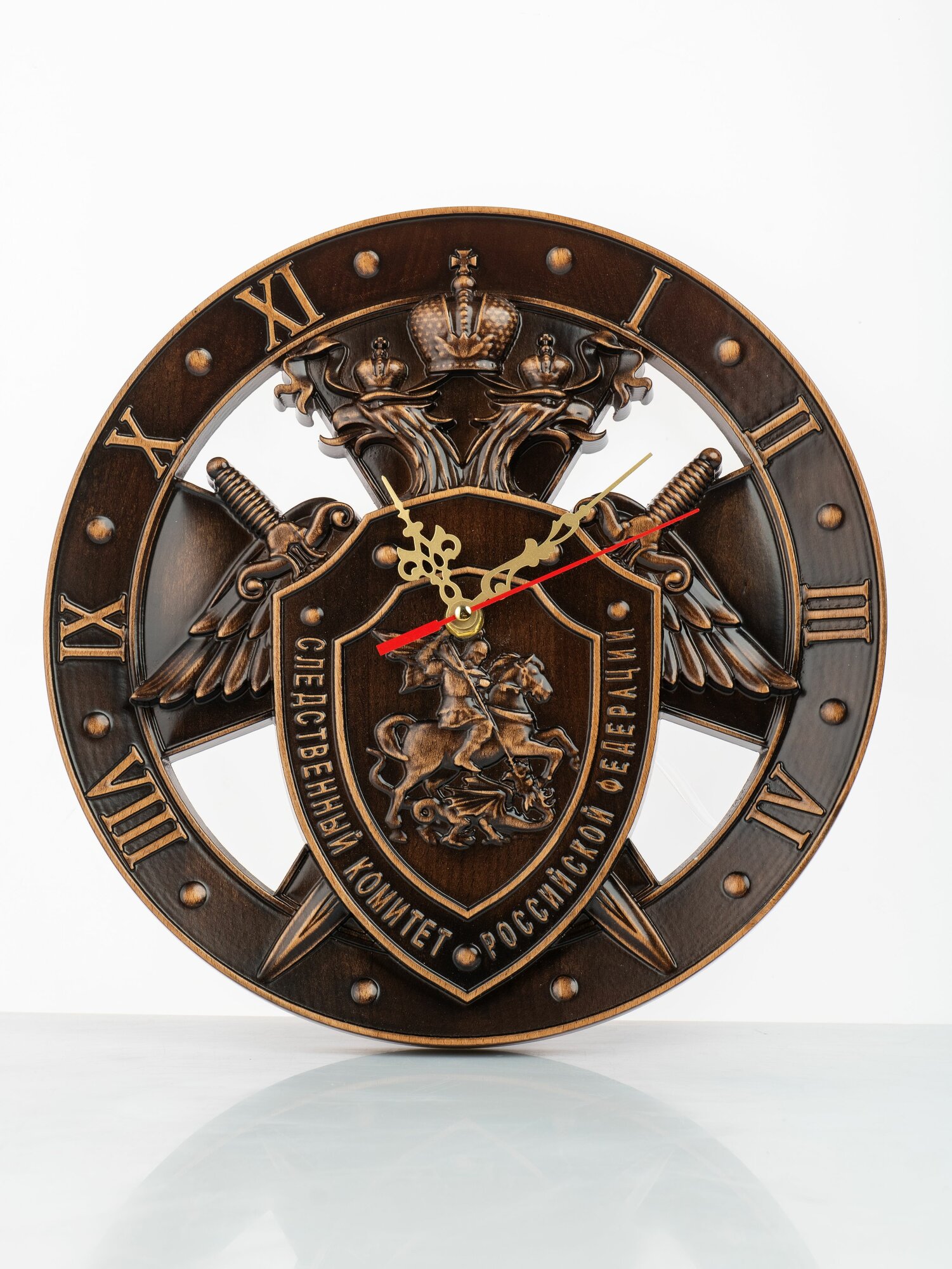 Часы настенные "Герб Следственный Комитет РФ", диаметр 30 см, дерево