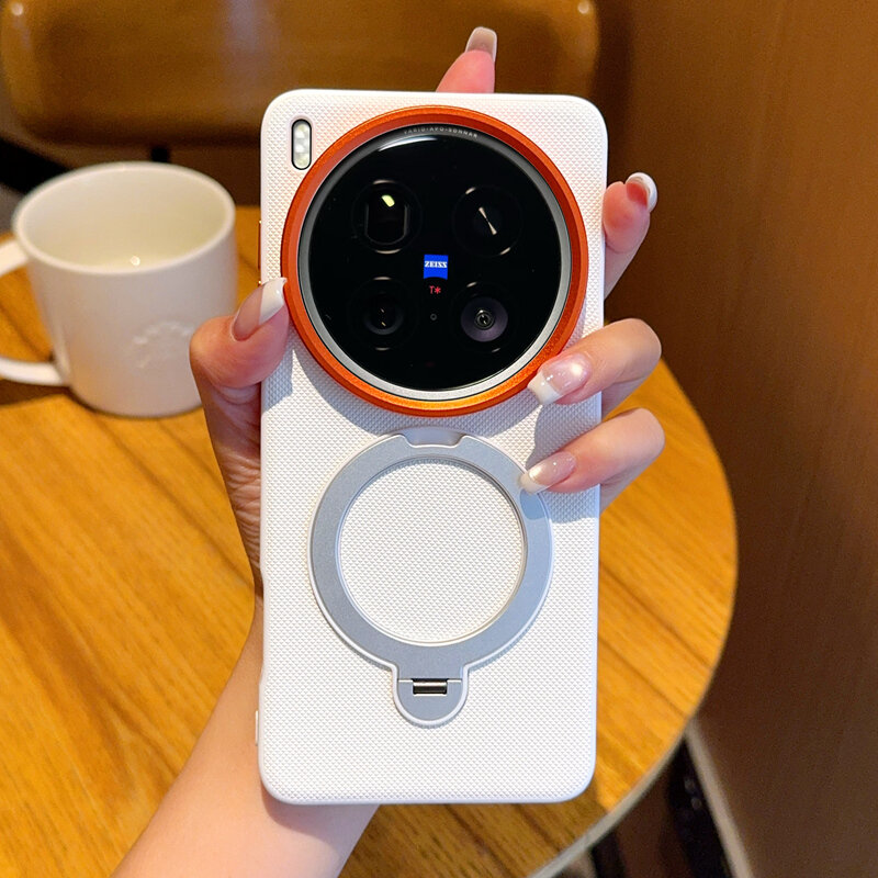 Чехол для Vivo X200 Ultra/Виво Х200 Ультра Магнитный кронштейн антиударный чехол, матовая поверхность, металл, резина, ударопрочный, Vivo, Vivo X200 Ultra, чехол-кардиомонитор, white