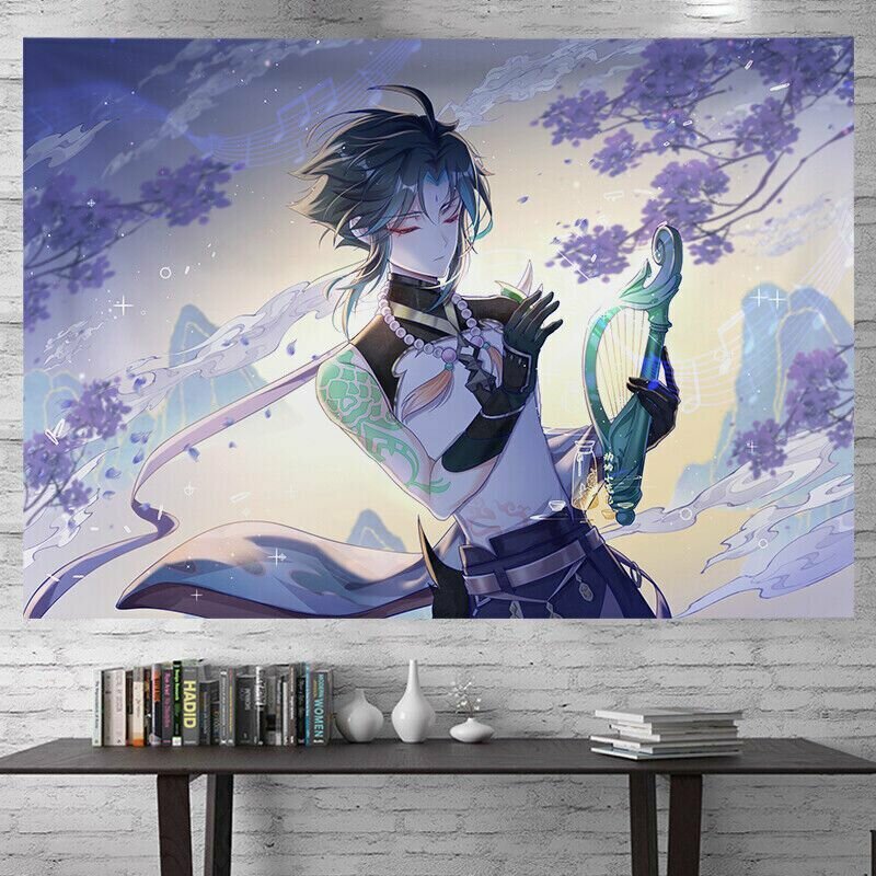 Гобелен игра genshin Impact аниме арт