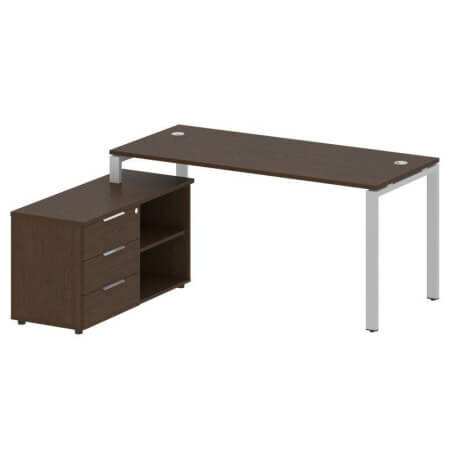 Стол с тумбой П-образный м/к левый Метал Систем Стайл/Metal System Style Riva БП. РС-СТС-2.4 (L) Венге/Серый мет. 1700*1520*750