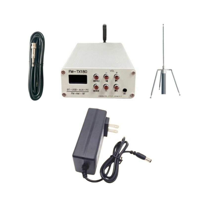 FM TX180 трансмиттер с Bluetooth, USB входом и дисплеем для мероприятий на открытом воздухе