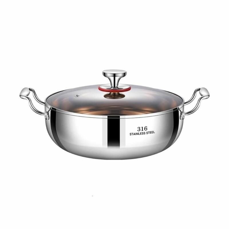 Нержавеющая сталь 316 Кастрюля с крышкой - Утолщенная кастрюля с двумя ручками для индукционной плиты, газовой и электрической плиты, для тушения, кипячения и подачи