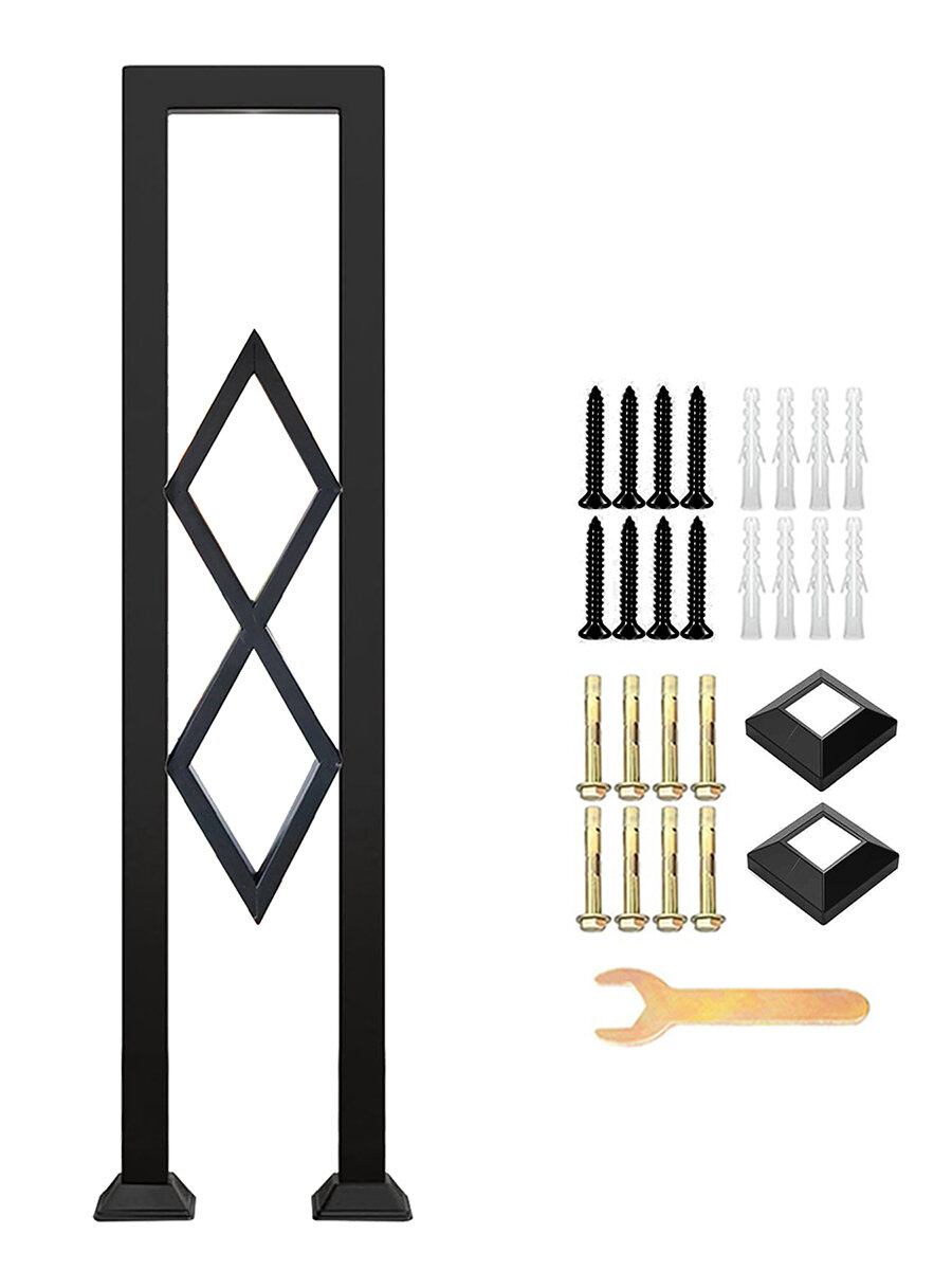 Современные U-образные перила для лестницы, кованые поручни с ромбовидным узором, защитное ограждение для сада, террасы, лофта и уличных ступеней