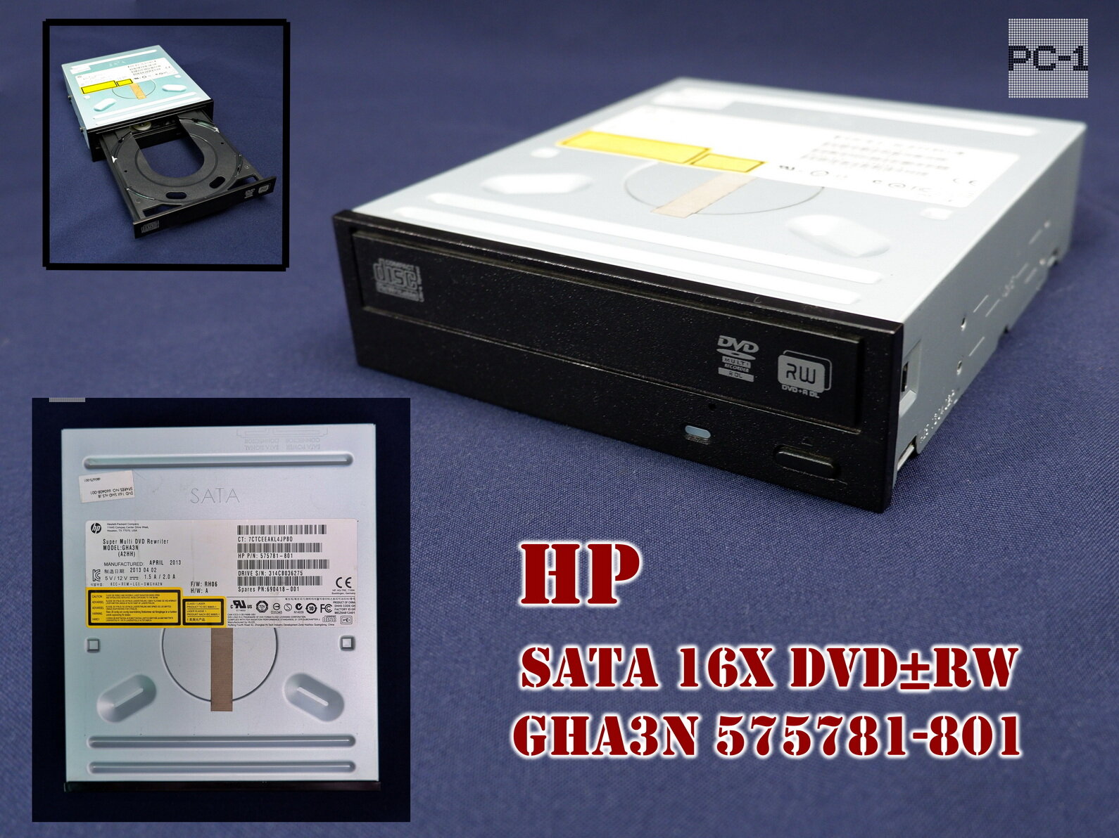 Оптический привод ПК SATA 16X DVD±RW HP Holtek GHA3N 575781-801 SuperMulti Lightscribe For HP Business Desktops HP rp5000 HP Z-Workstations 7CTCEEAKL4JPBO 690418-001 размер 17х4х14см