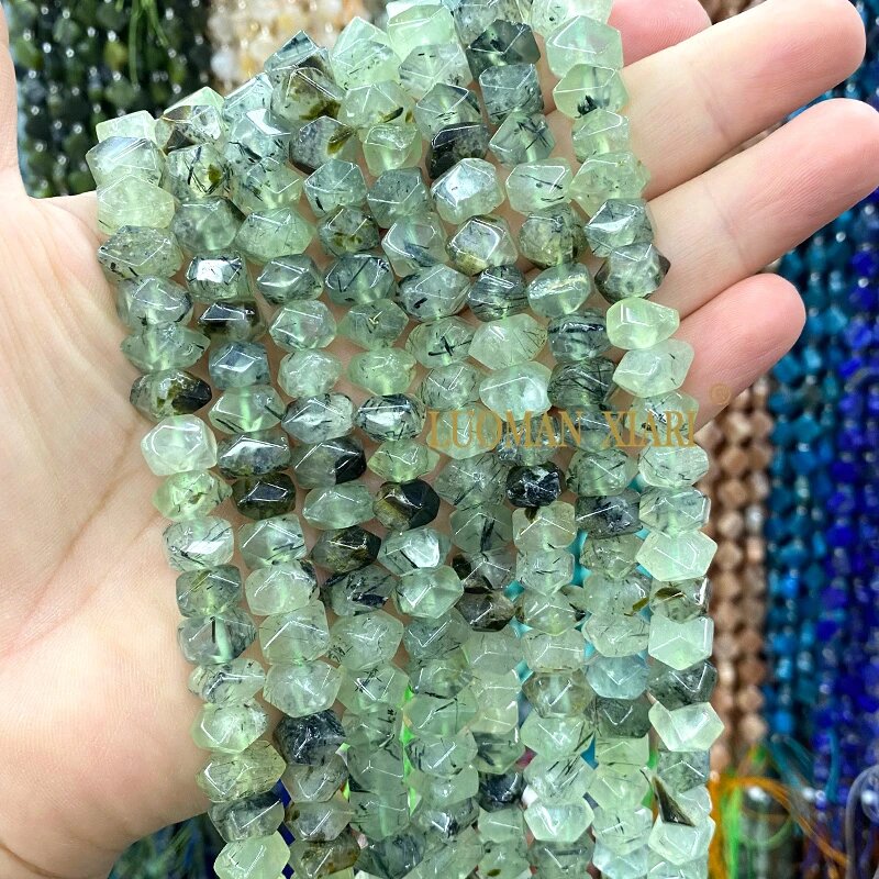 Бусины из зеленого пренита LUOMAN XIARI Изумрудный, Prehnite