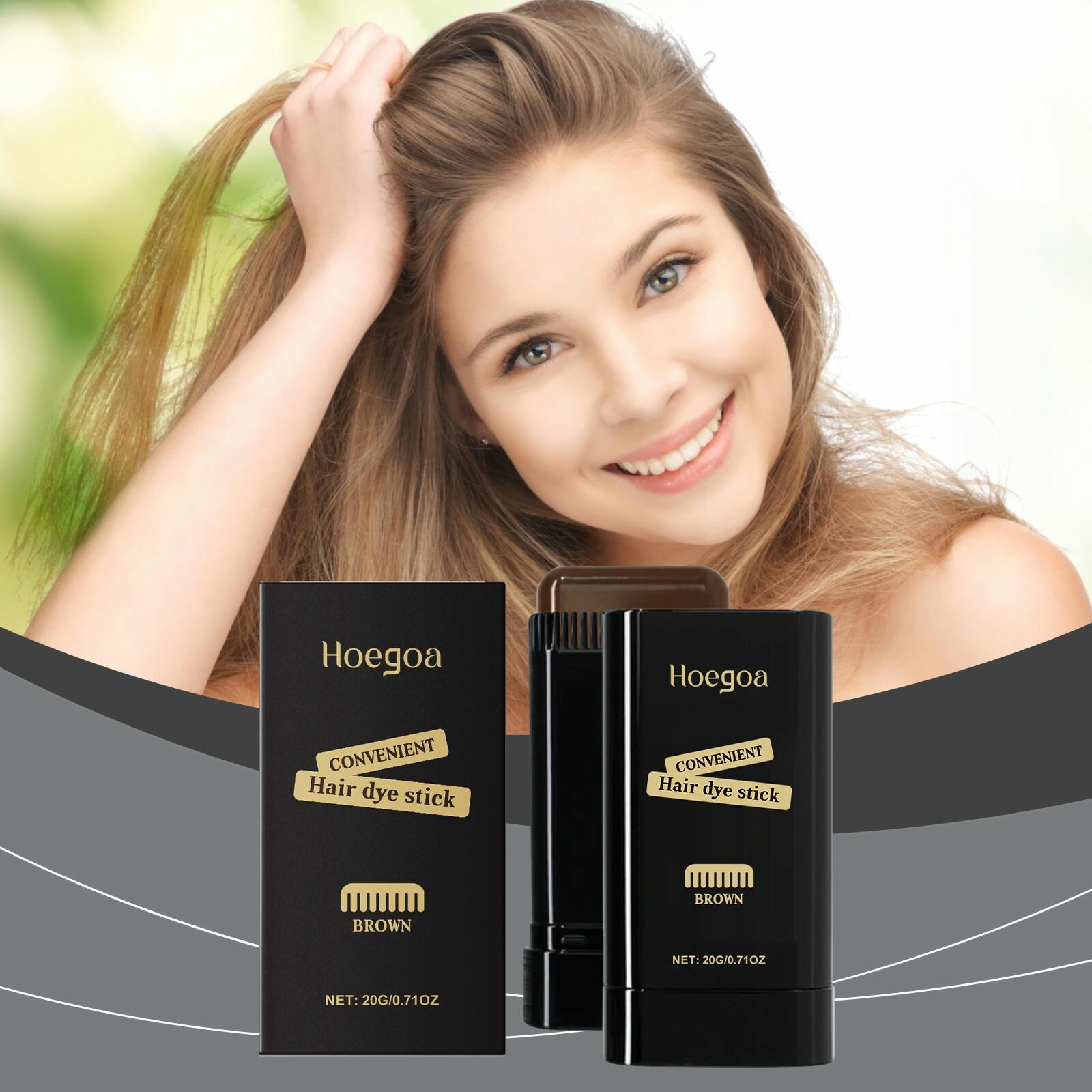 Hoegoa коричневая краска для волос в стике, модификация , естественное покрытие, портативный дизайн, восстанавливающая