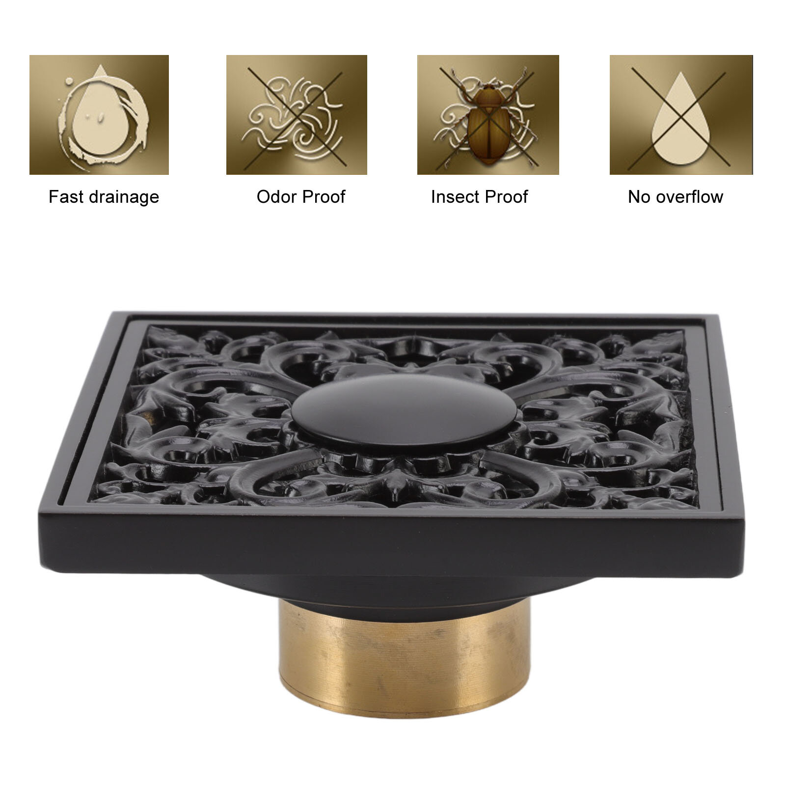 Сливной трап в полу в античном европейском стиле, медь, нержавеющая сталь, защита от запаха, защита от насекомых для ванной комнаты, кухни