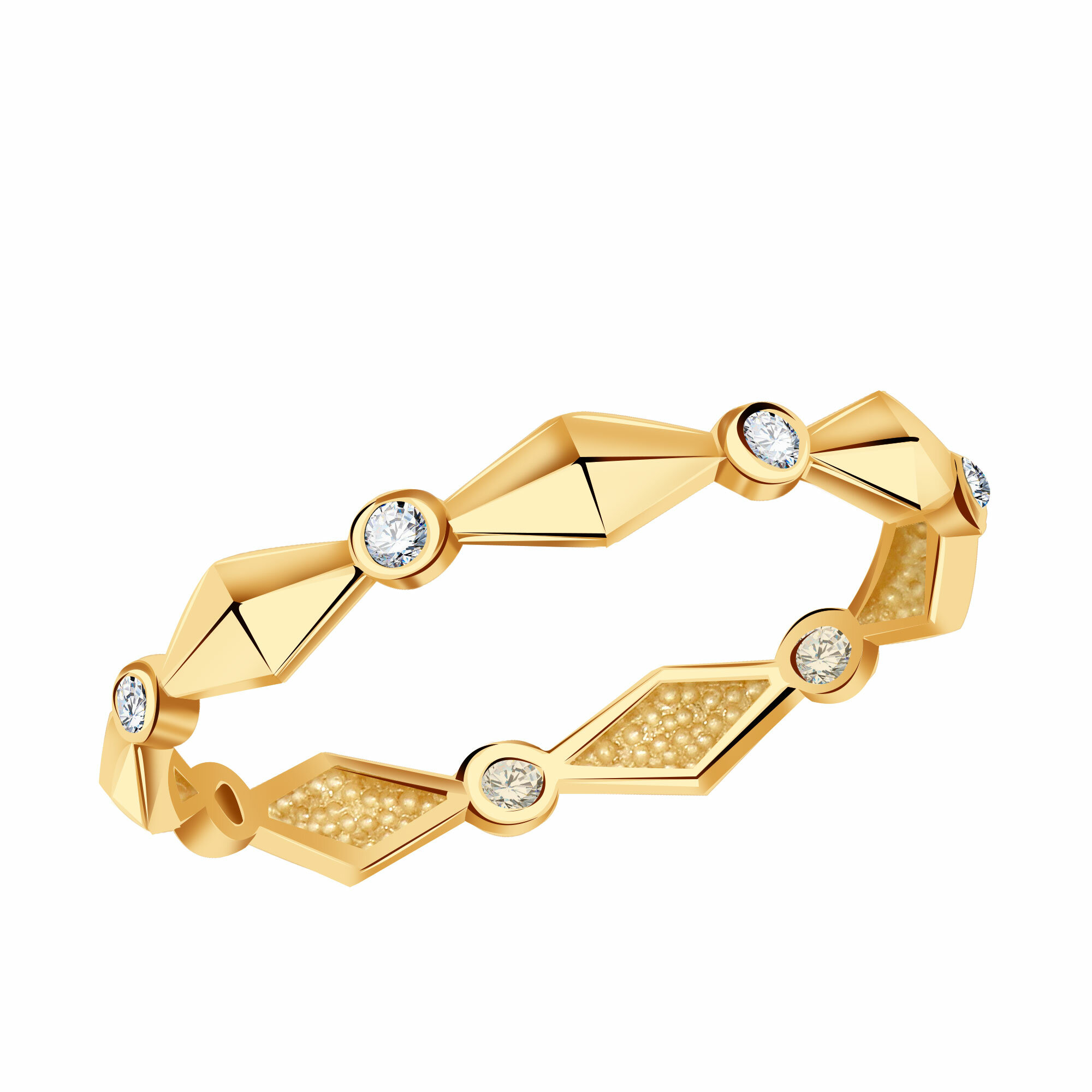 Кольцо, желтое золото, 375 проба, фианит