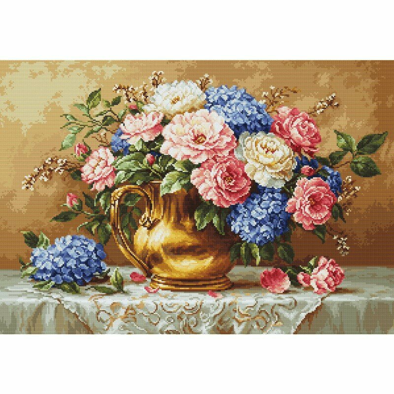 Набор для вышивания Luca-S #B723 Golden Bloom (Золотой цветок), Счетный крест, 48 x 33 см