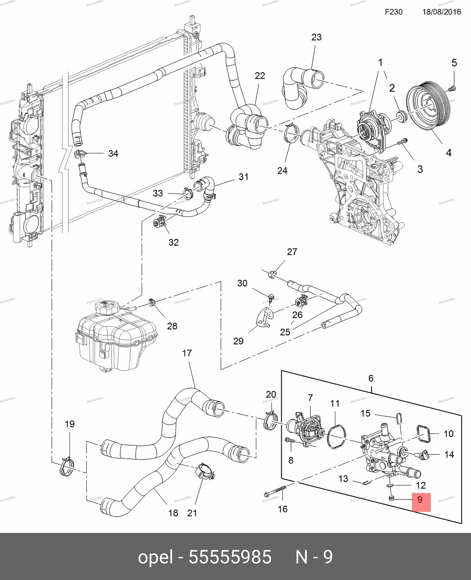 Пробка корпуса термостата, GENERAL MOTORS 55555985