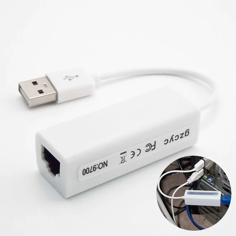 Суперскоростной адаптер USB 2.0 к RJ45 USB2.0 к Ethernet, сетевой адаптер LAN, адаптер 10 Мбит/с для Windows7, адаптер локальной сети для ПК, ноутбука