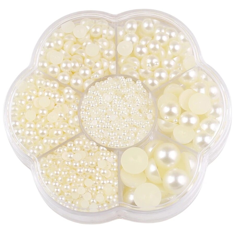SNCRYSTAL Акрил Жемчужины 2-10 мм Смесь Цветов 5000 шт. D24 White