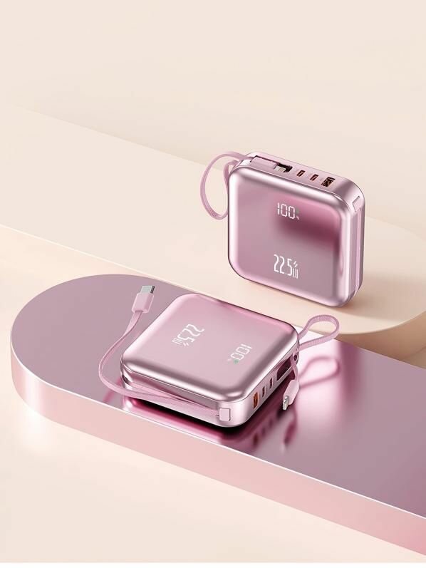 CAFELE Внешний аккумулятор 20000 мАч PD20W / 22.5W быстрая зарядка, импортные ячейки, 2 встроенных нейлоновых кабеля, 4 устройства одновременно, разрешено в самолёт