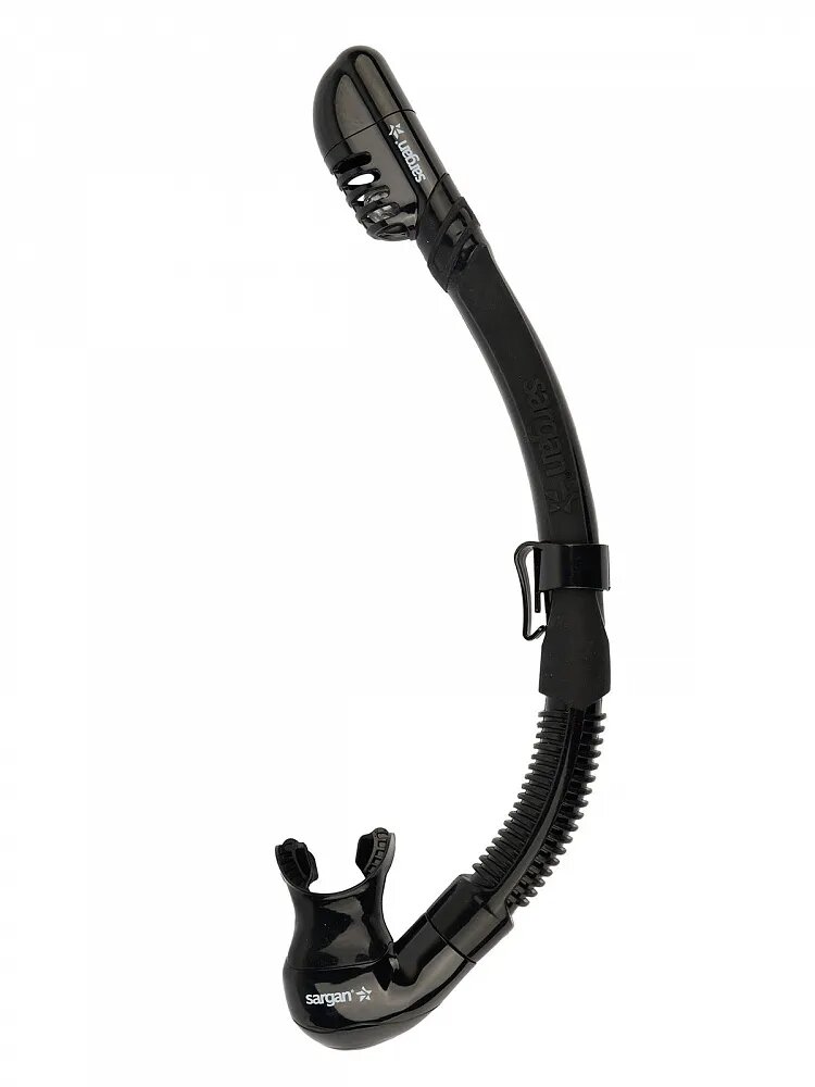 Трубка для плавания "сарган максима", черная, сухая, 2 клапана