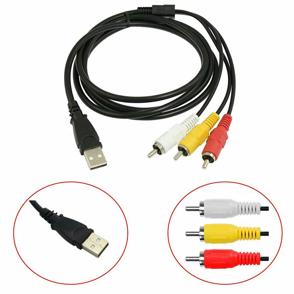 3 RCA Male to USB Female Aux Audio Video Camcorder Адаптер AV Конвертер Кабель