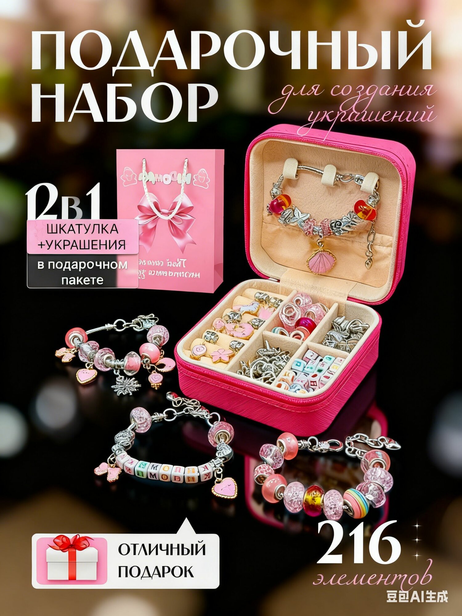 Набор для создания браслетов украшений для девочки идеальный подарок