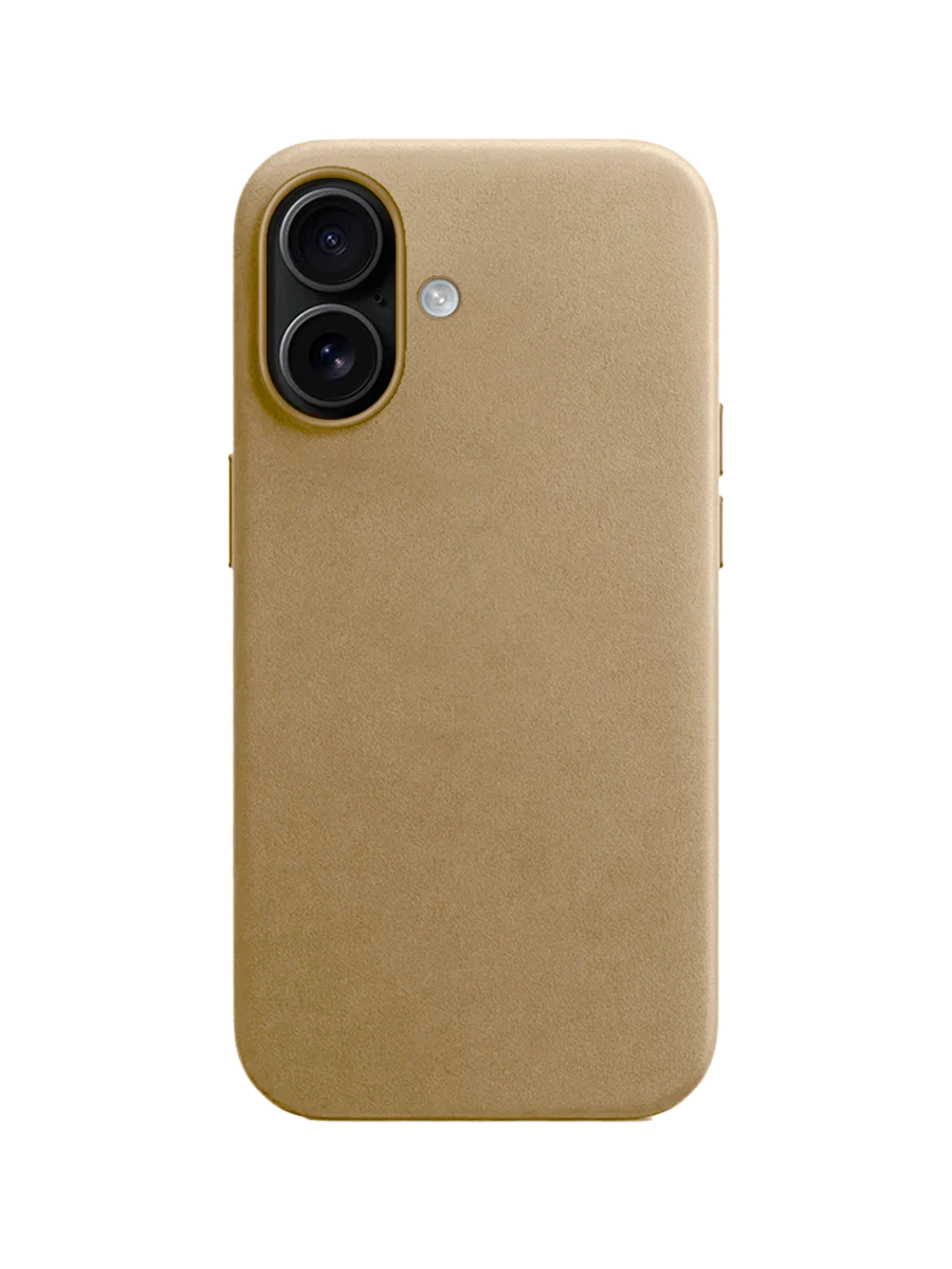 Кожаный чехол Магсейф для iPhone 16 Gold / Leather Case Магсейф для Айфон 16 / Золотой